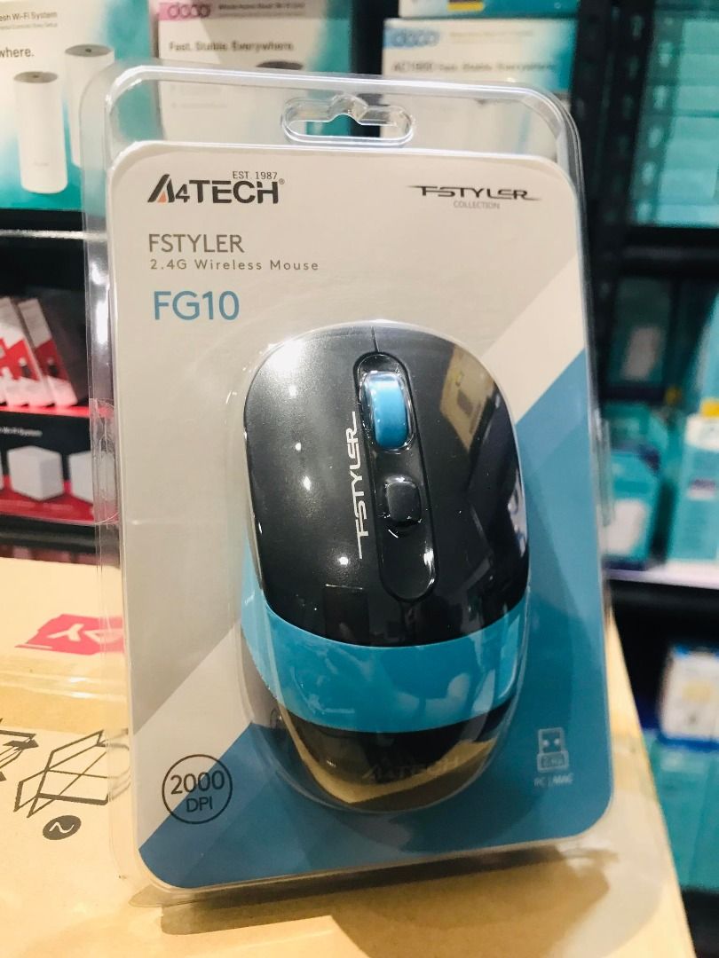 A4Tech Fstyler FG10 Wireless Mouse Blue, Computers & Tech, Parts ...