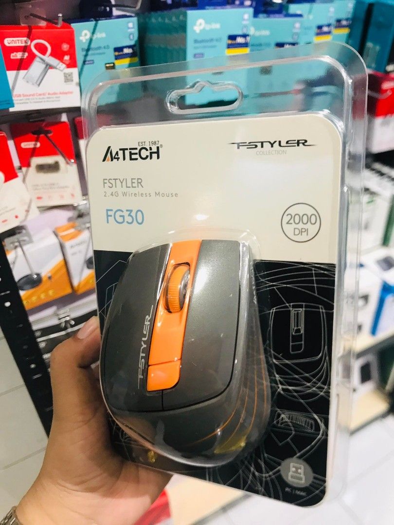 A4Tech Fstyler FG30 Wireless Mouse Orange, Computers & Tech, Parts ...