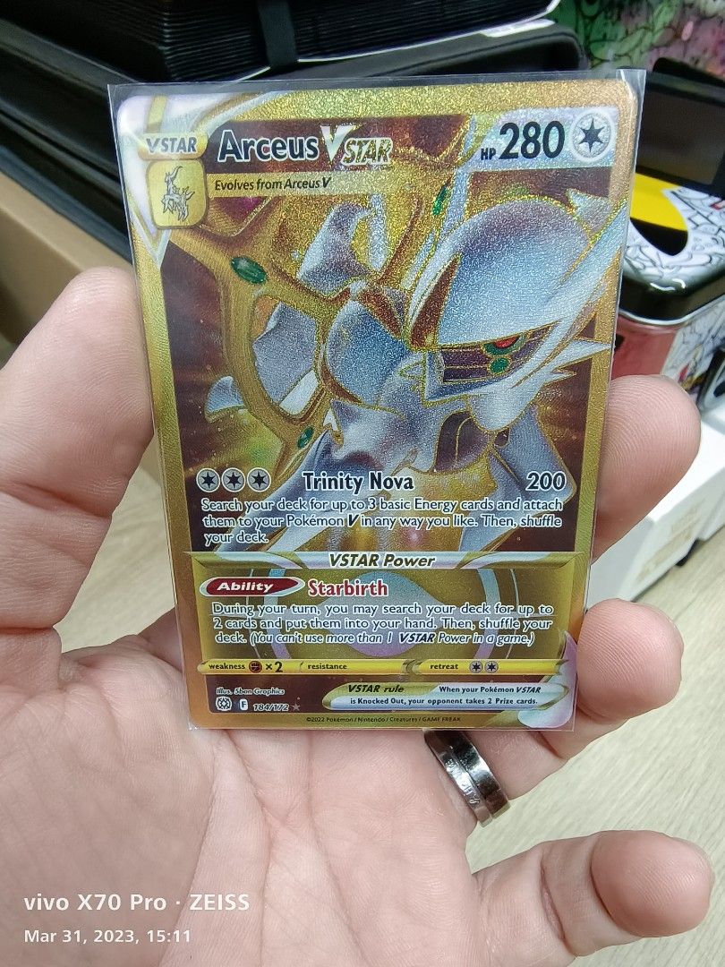 Arceus Vstar Gold Secret Rare 184/172, Hobbies & Toys, Toys & Games on Carousell