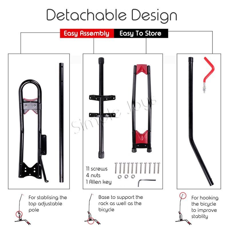 Bicycle Vertical Stand Adjustable L Shape Bike Rack Parking Storage ...