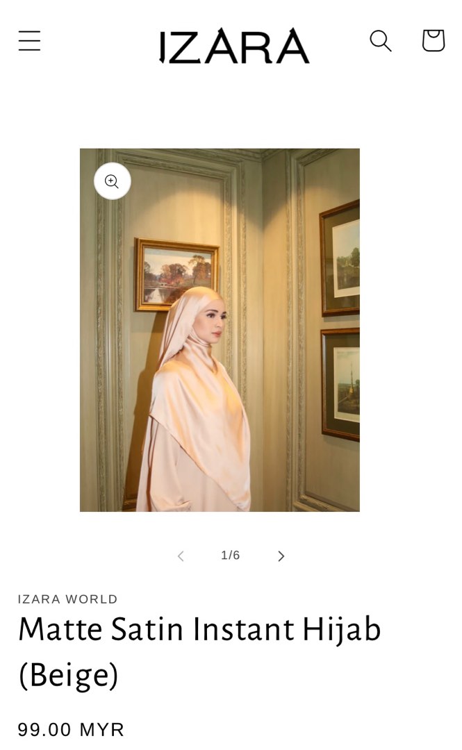 BN Izara World Matte Satin Instant Hijab (Beige), Women's Fashion ...