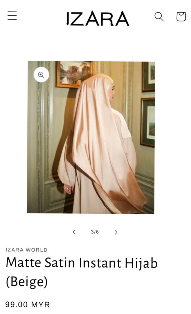BN Izara World Matte Satin Instant Hijab (Beige), Women's Fashion ...