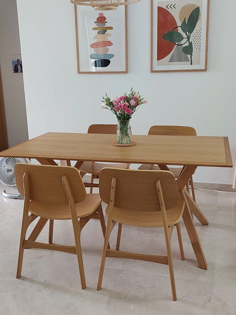 Castlery oak dining table, Furniture & Home Living, Furniture, Tables ...