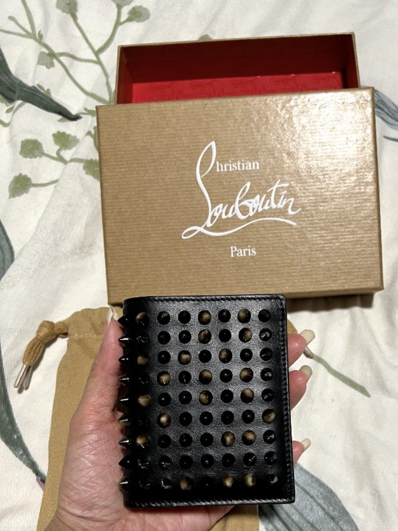 Christian Louboutin Spiked Full-Grain Leather Wallet! New, Luxury, Bags ...