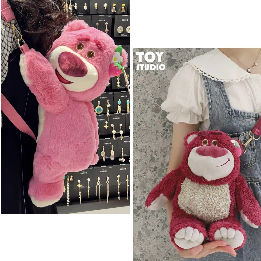 Disney Lotso Bear Backpack Strawberry Bear Bag Huggable Doll Toy Story ...