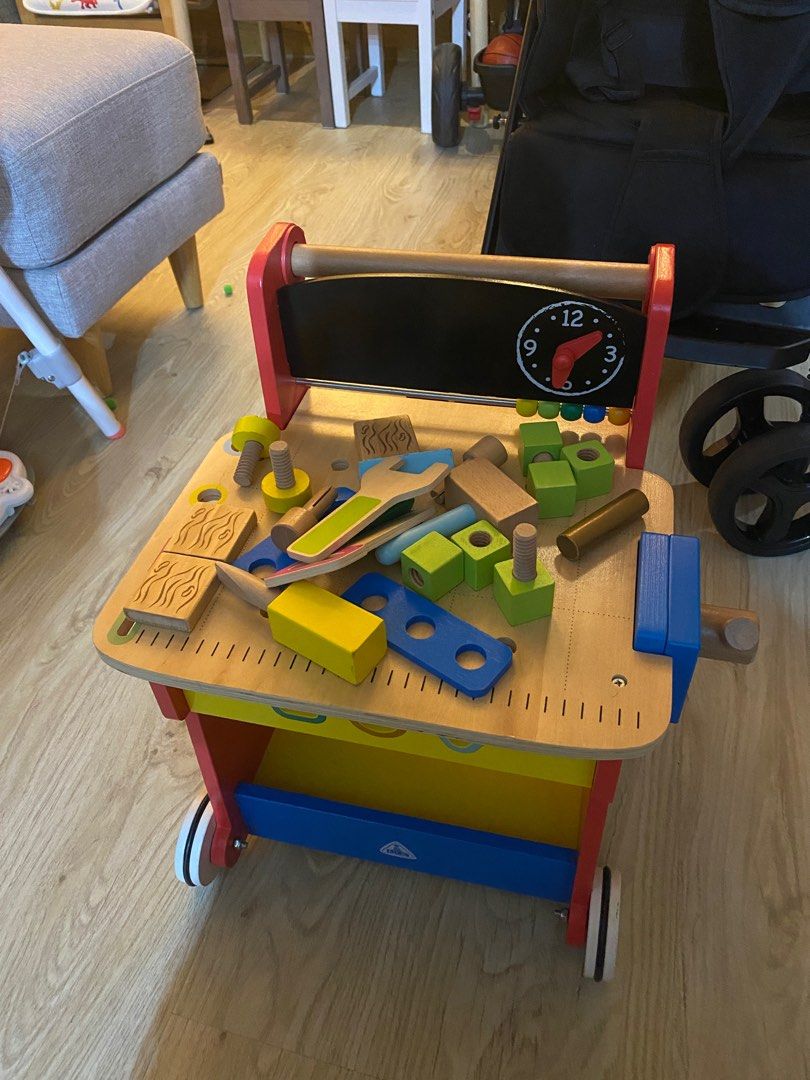 ELC Wooden Activity Workbench Walker, Babies & Kids, Infant Playtime on ...