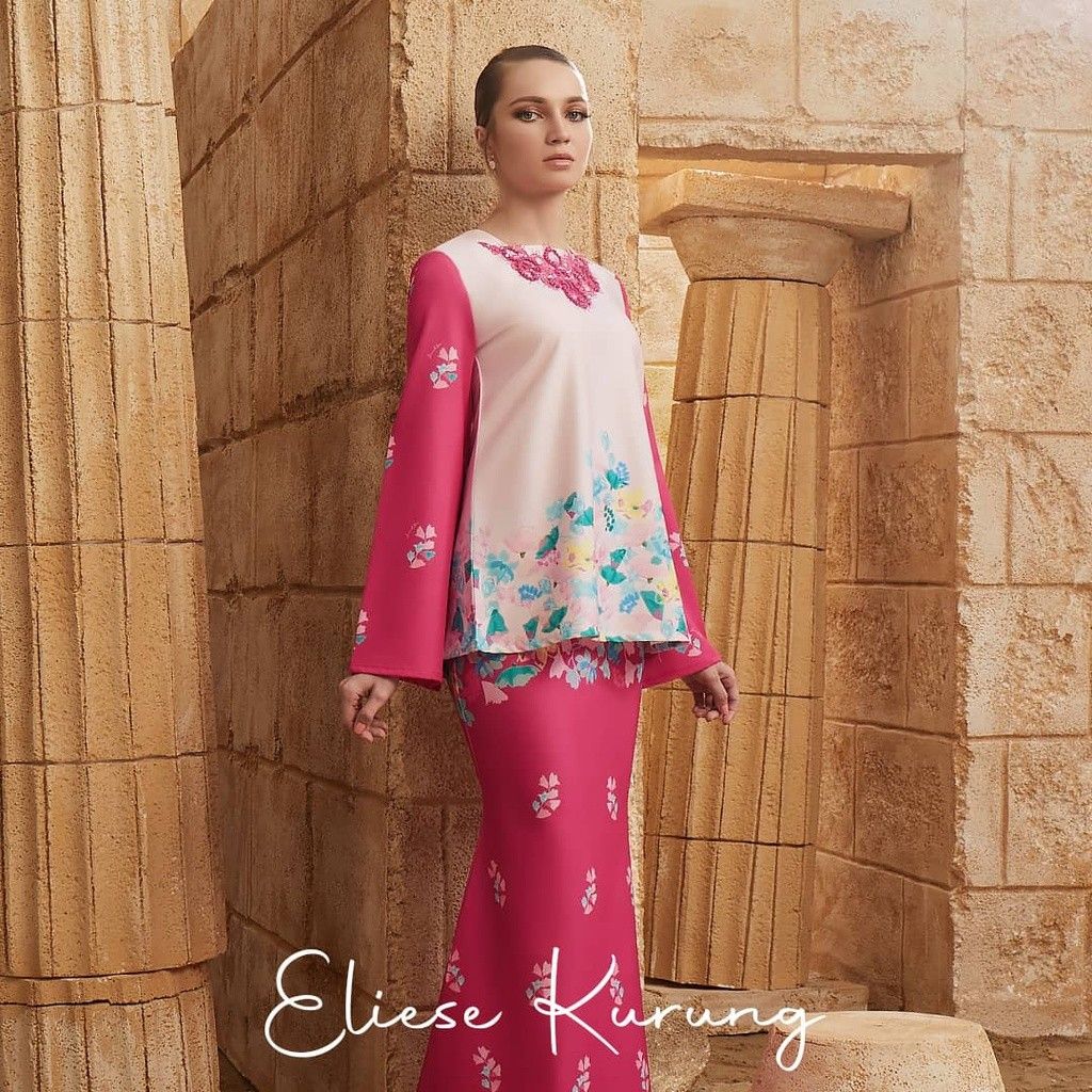 Eliese Kurung Pink Jannah Noe, Women's Fashion, Muslimah Fashion, Baju ...