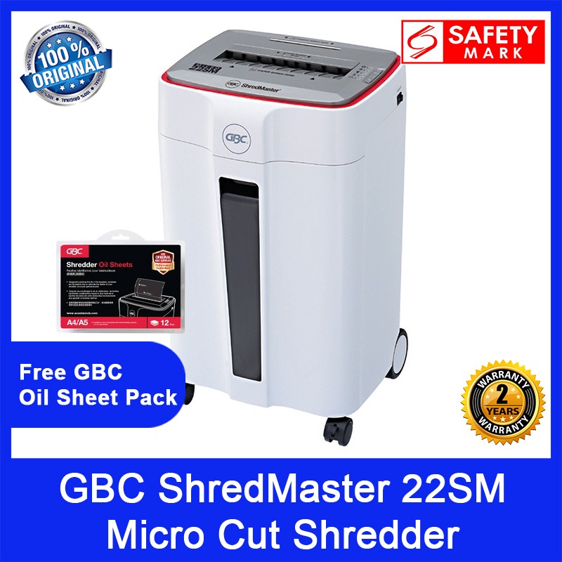 GBC ShredMaster 22SM Micro Cut Shredder. 2x10mm Micro Cut. P-5 Security ...