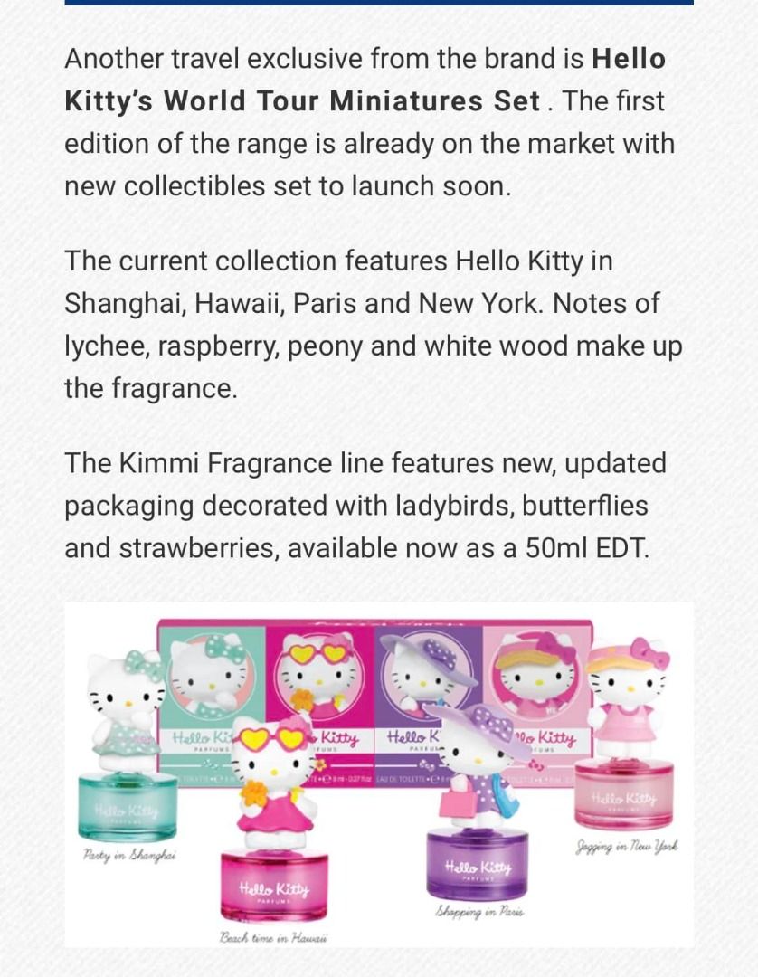 Hello Kitty World Tour Miniature Perfume Set, Beauty & Personal Care, Bath & Body, Body Care on ...