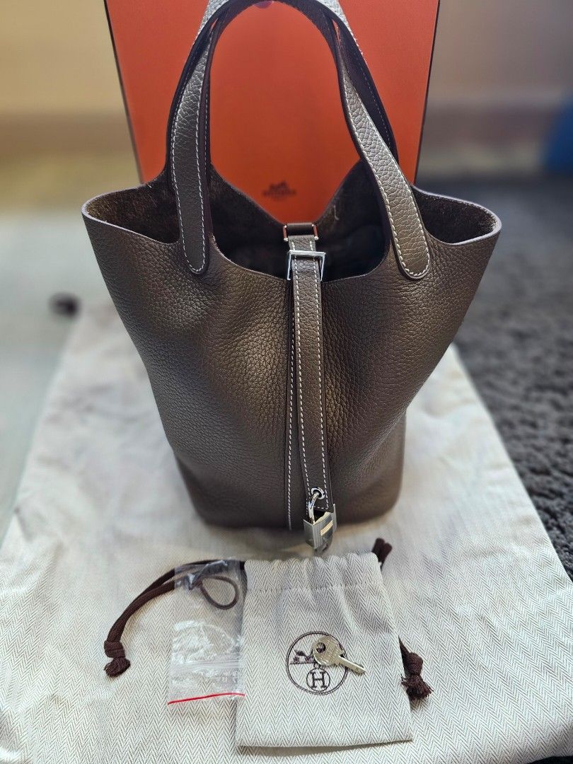 Hermes picotin 18 etoupe, Luxury, Bags & Wallets on Carousell