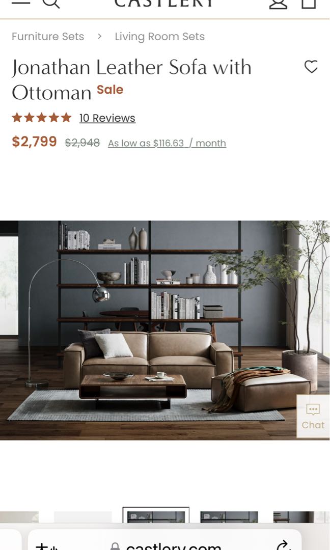Jonathan Leather Sofa-Castlery, Furniture & Home Living, Furniture ...