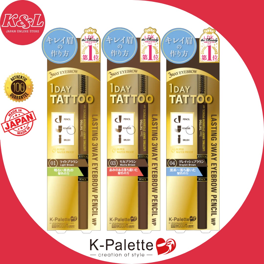 K-Palette 1 Day Tattoo Lasting 3 Way Eyebrow Pencil (Made in Japan ...