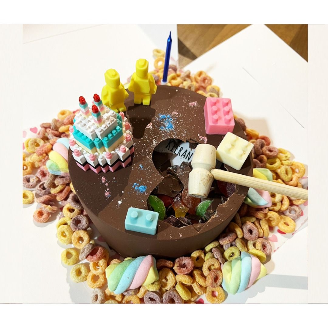 Lego Birthday Chocolate Smash Pinata Cake, Food & Drinks, Homemade ...