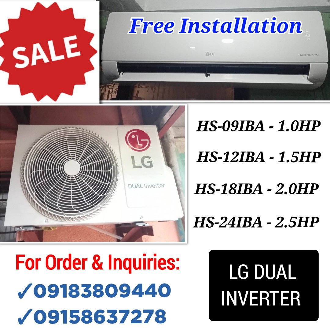 LG DUAL INVERTER SPLIT TYPE AIRCON, TV & Home Appliances, Air ...