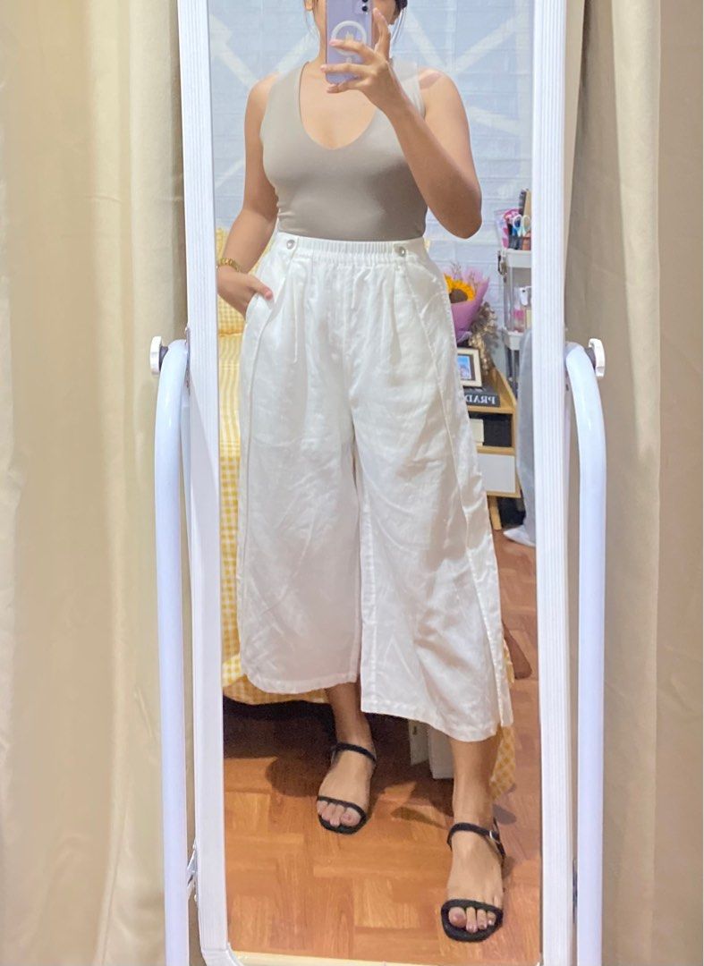 Linen White Squarepants, Women's Fashion, Bottoms, Other Bottoms on ...