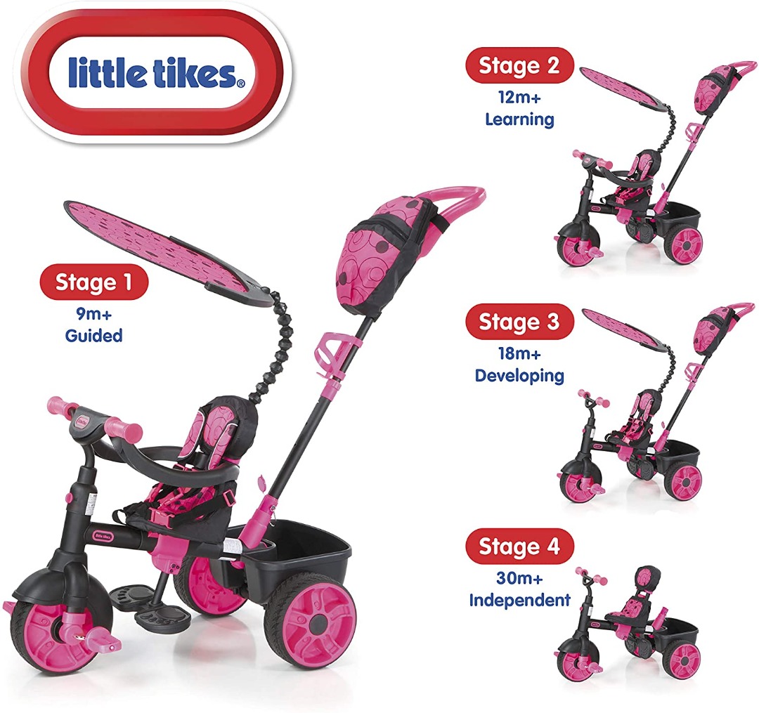 Little Tikes 4 in 1 Trike Neon Pink Tricycle, Hobbies & Toys, Toys ...