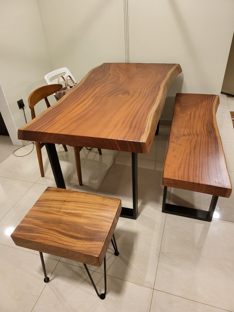 Mahogany Wood Slab Dining Table, Furniture & Home Living, Furniture ...