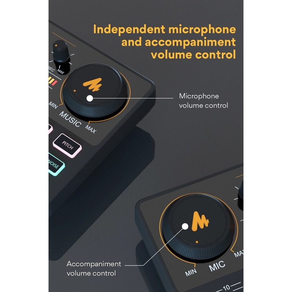 MAONO Studio Sound Card Audio Interface Mixer for Microphone PC ...