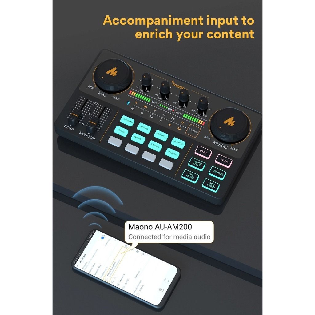 MAONO Studio Sound Card Audio Interface Mixer for Microphone PC ...