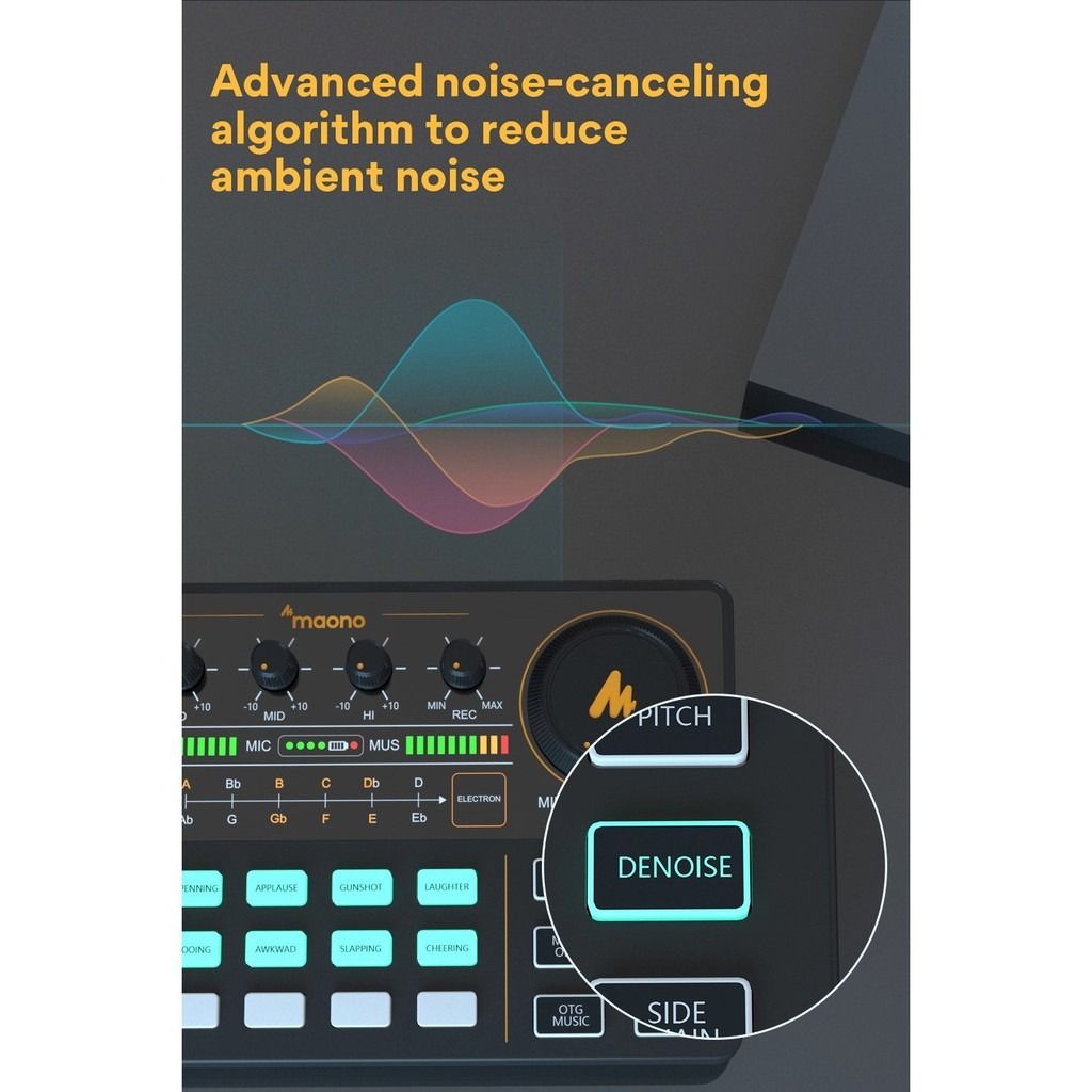 MAONO Studio Sound Card Audio Interface Mixer for Microphone PC ...