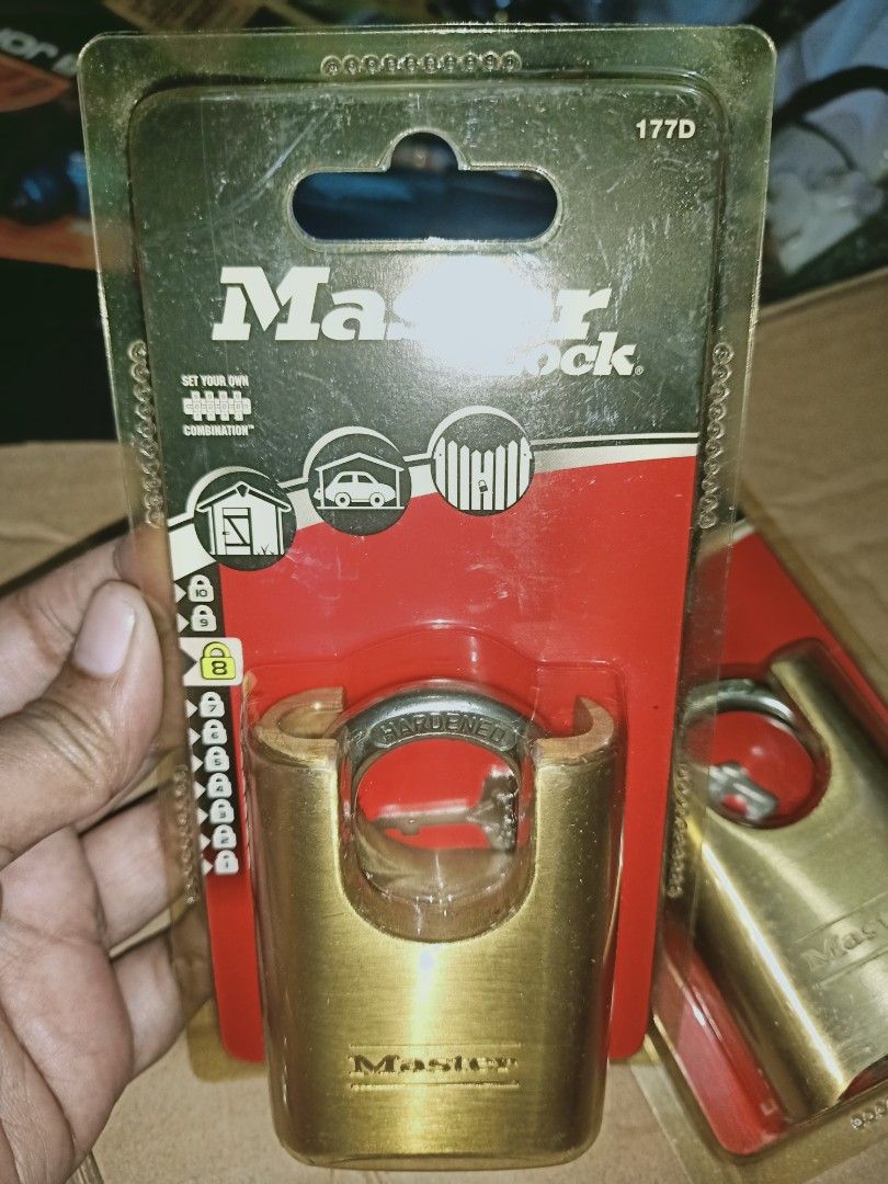 MASTER PADLOCK HEAVY DUTY BRASS RECTANGULAR BODY COMBINATION PADLOCK ;4 ...