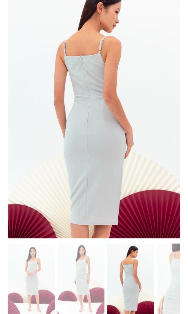 Mikayla Mallory V3 Midi Dress in Baby Blue, Women's Fashion, Dresses ...