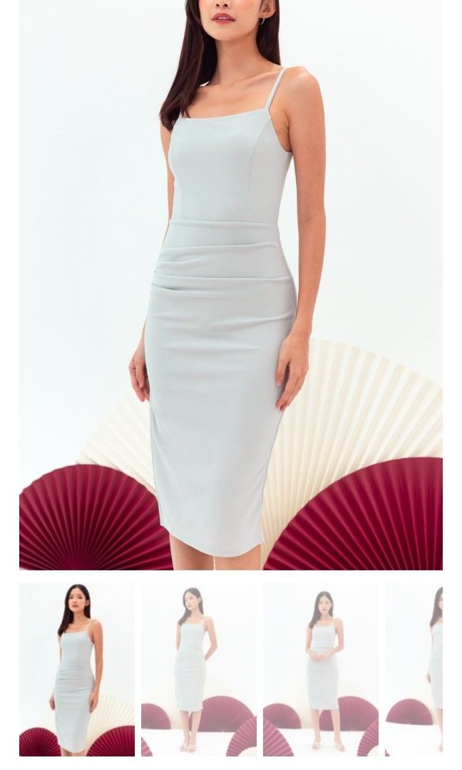Mikayla Mallory V3 Midi Dress in Baby Blue, Women's Fashion, Dresses ...