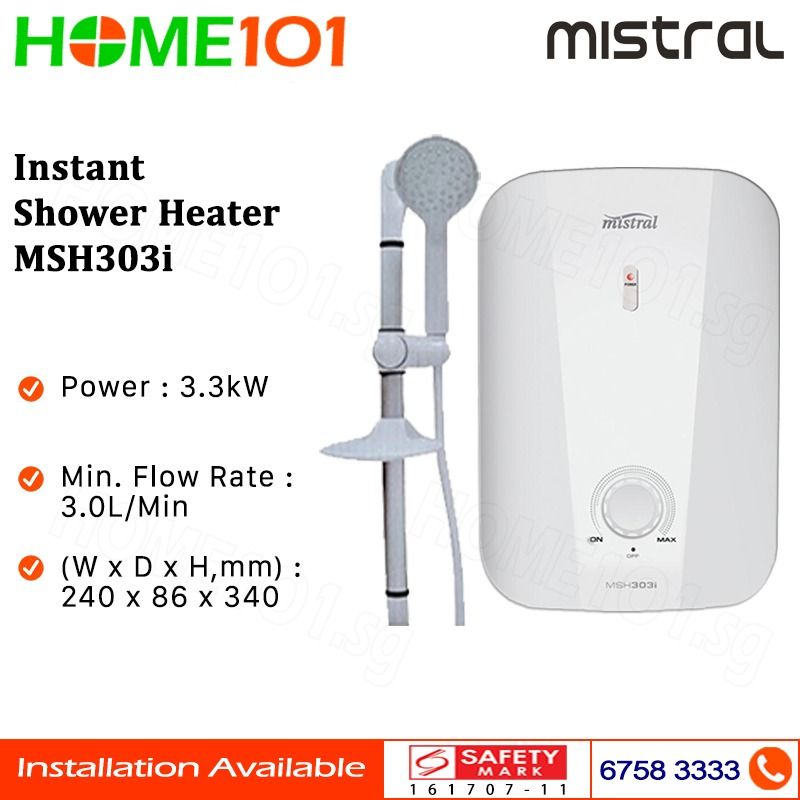 Mistral Instant Water Heater MSH-303I II MSH606, TV & Home Appliances, Water Heater & Instant ...