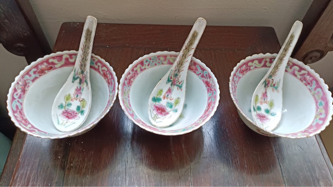 Peranakan Nyonya 9.5cm Cups n 11.5cm spoons, Hobbies & Toys ...