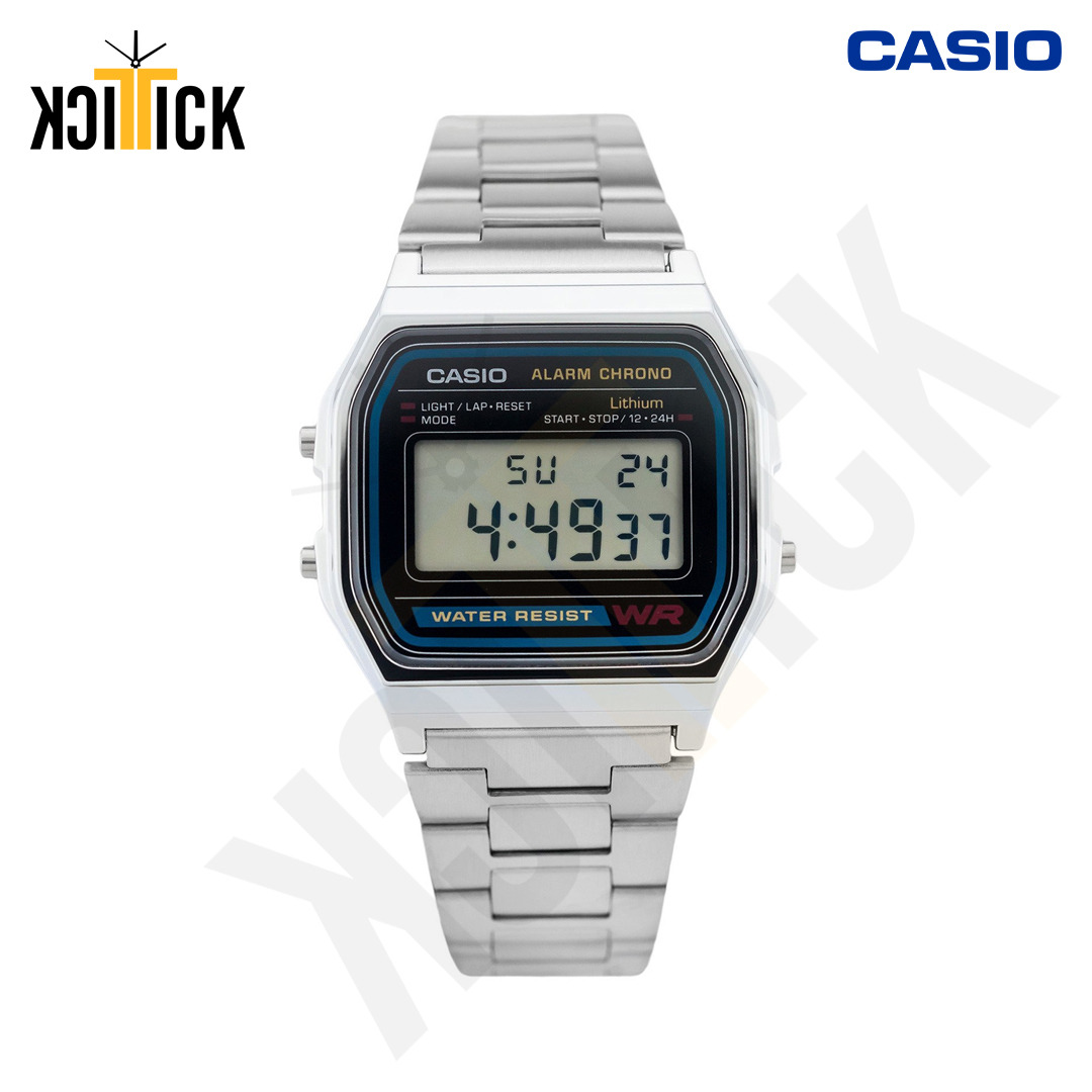 Original Casio A158WA-1DF Silver Stainless Steel Vintage Digital Wrist Watch for Women and Men ...