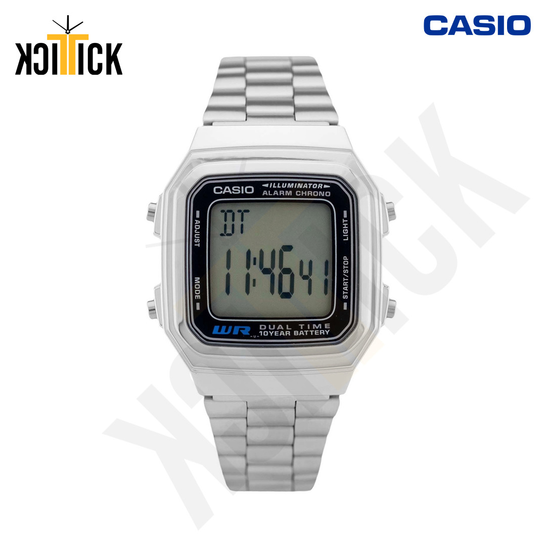 Original Casio A178WA-1ADF Silver Stainless Steel Vintage Digital Wrist ...