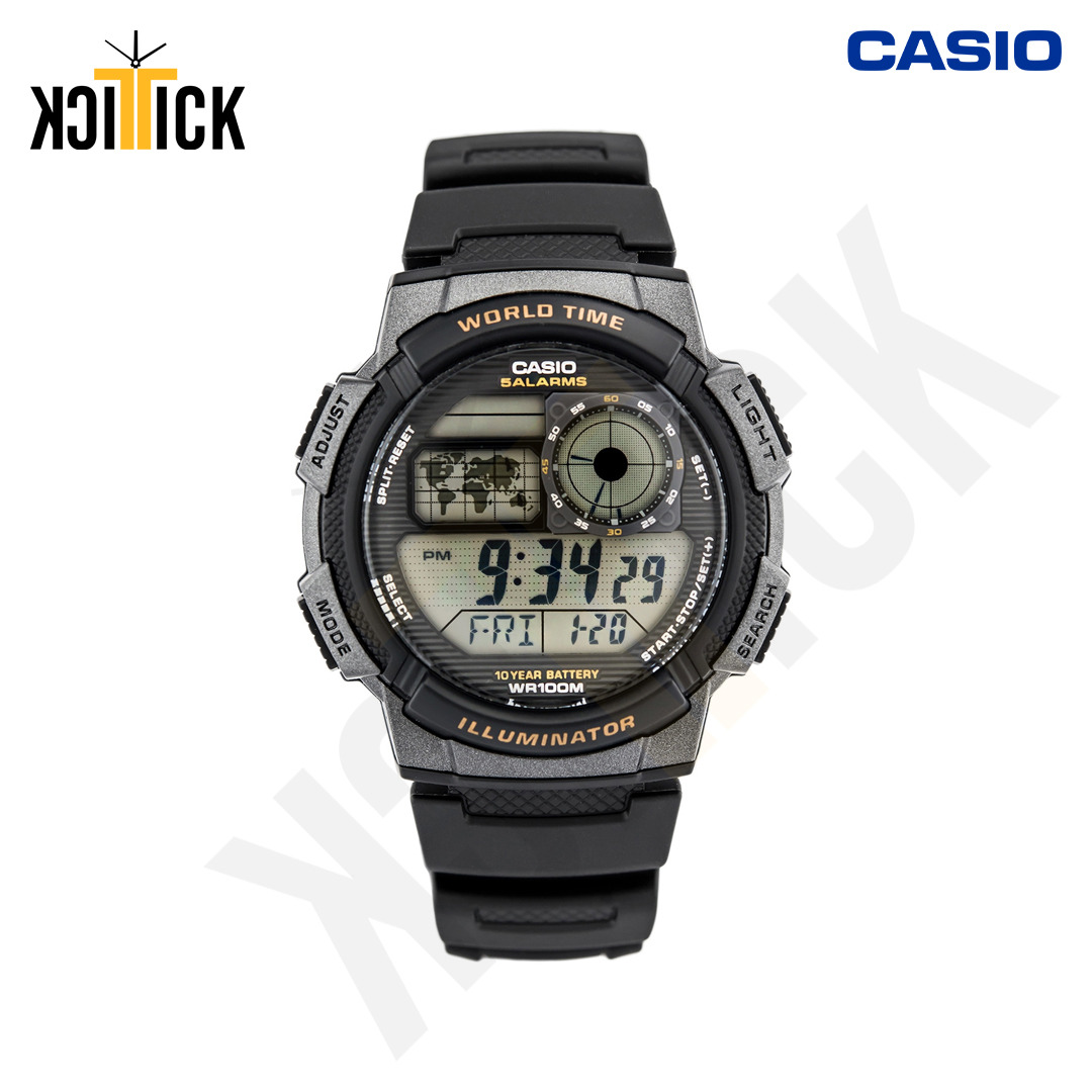 Original Casio AE-1000W-1AVDF Black Resin Strap Standard Sports Digital Wrist Watch for Men with ...