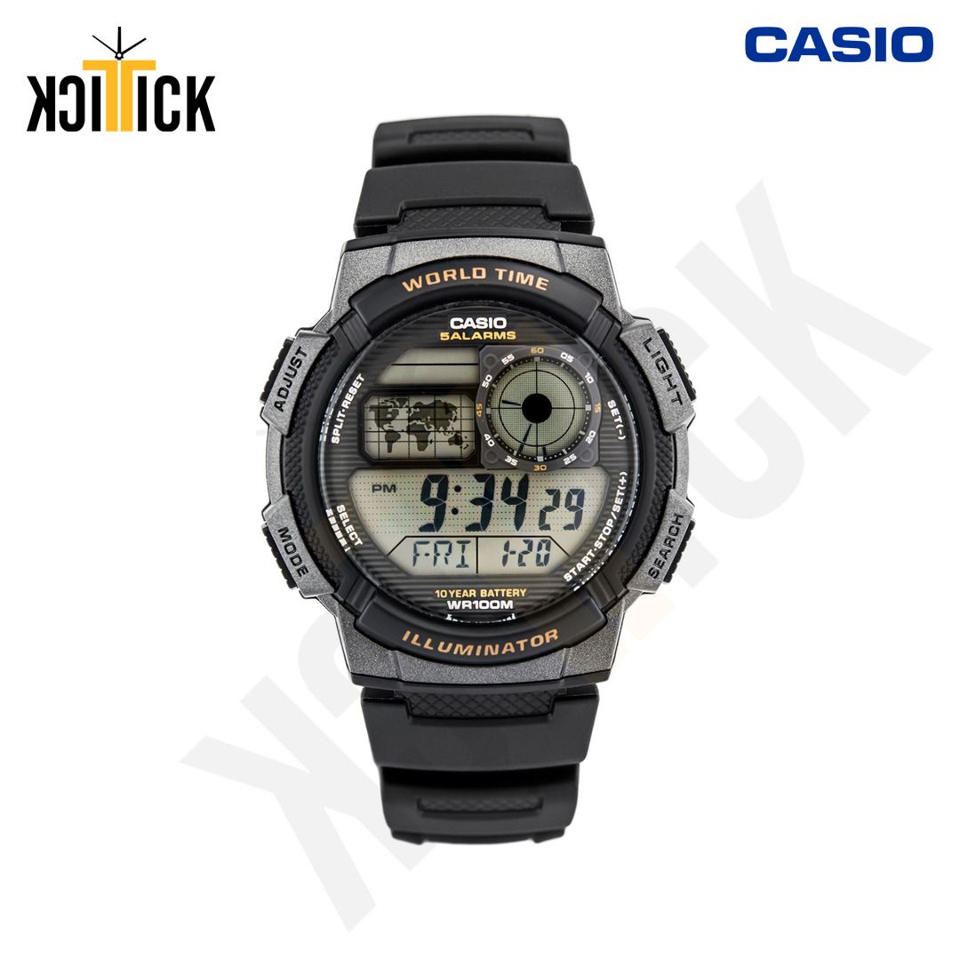 Original Casio AE-1000W-1AVDF Black Resin Strap Standard Sports Digital Wrist Watch for Men with ...