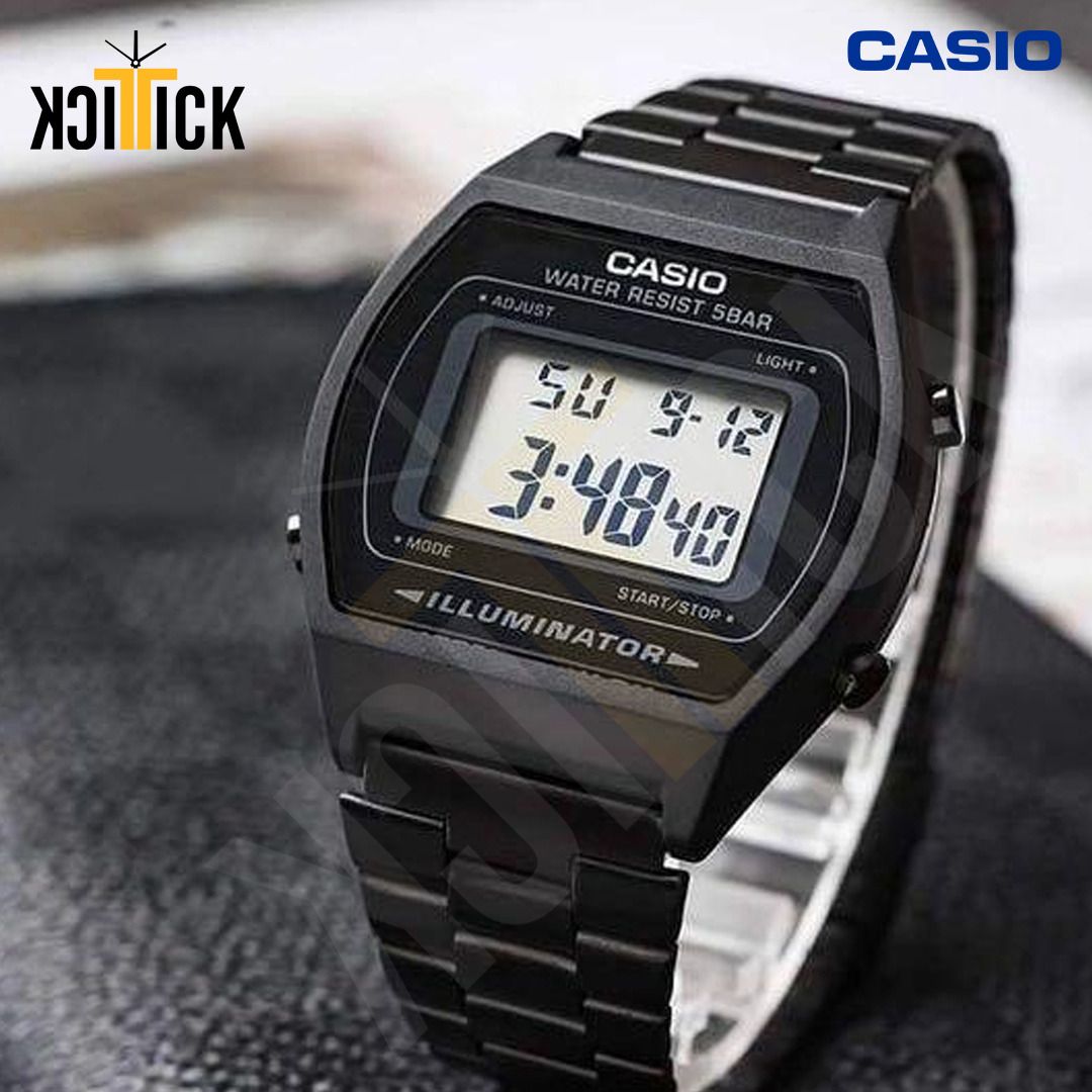 Original Casio B640WB-1ADF Black Stainless Steel Vintage Digital Wrist Watch for Women and Men ...