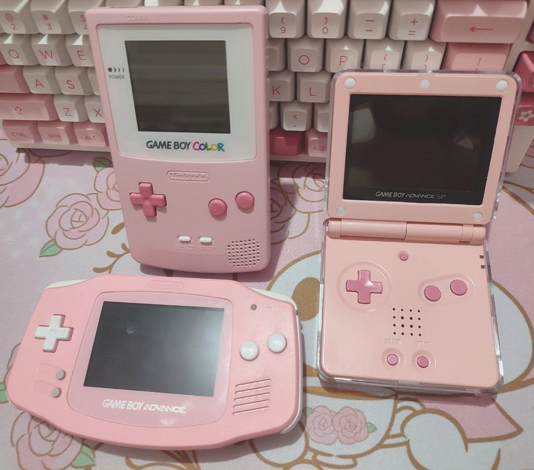 Pastel Pink Modded Gameboy Advance SP 101, Video Gaming, Video Game ...