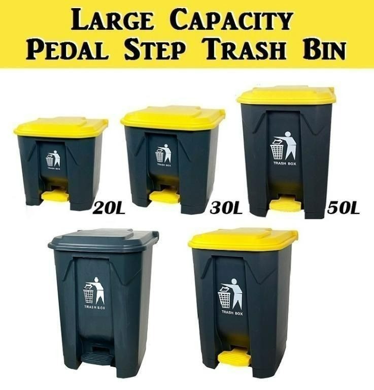 Pedal Step Garbage Bin | Large Capacity Dustbin, Furniture & Home ...