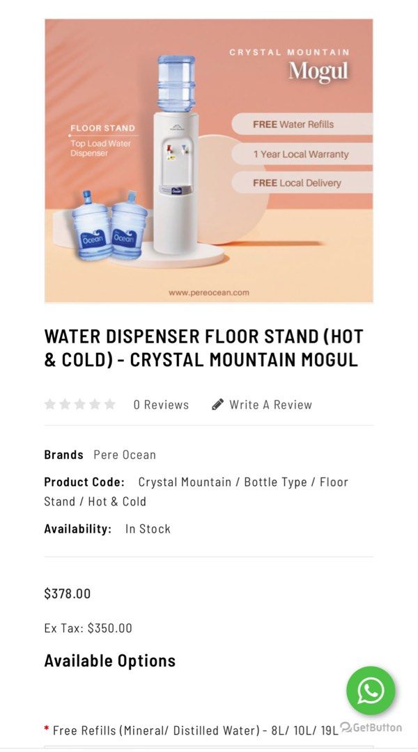 Pere Ocean water dispenser, TV & Home Appliances, Kitchen Appliances ...