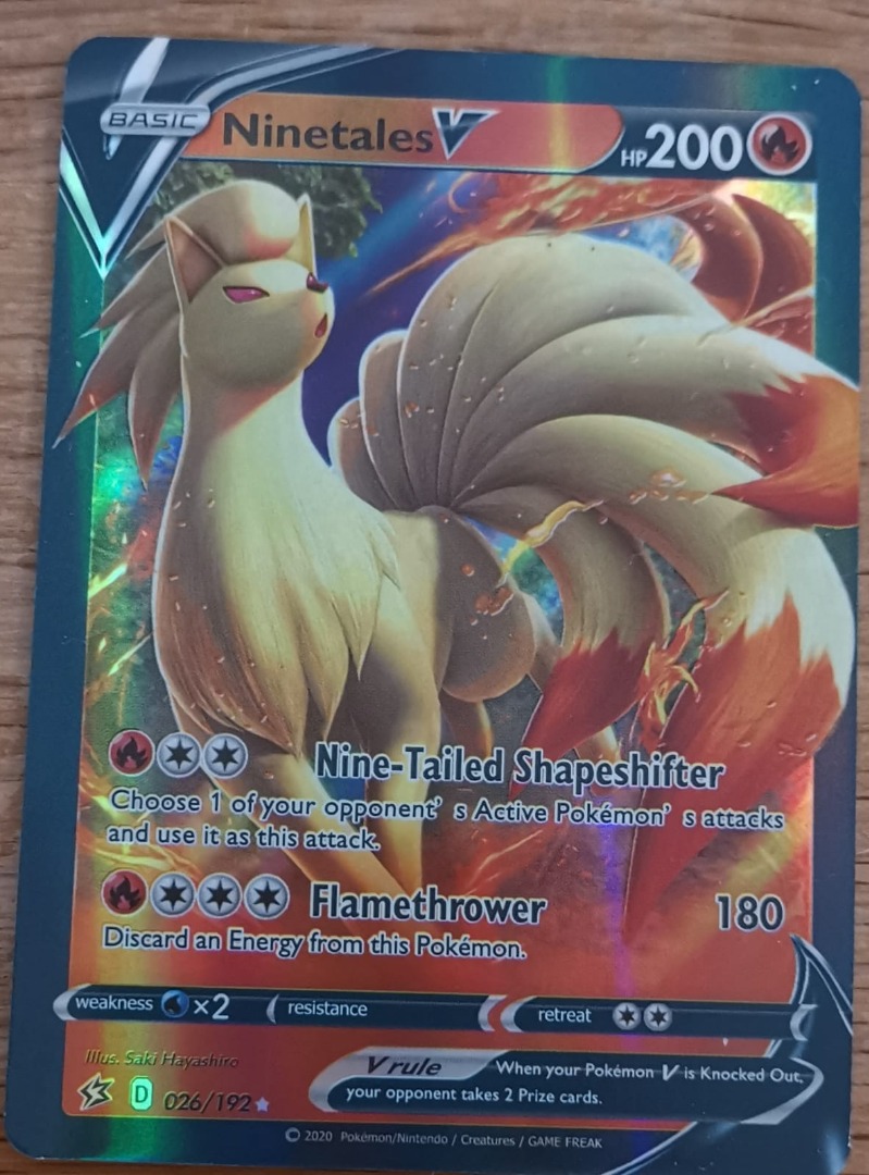 Pokemon Card: Ninetails V, Hobbies & Toys, Toys & Games on Carousell