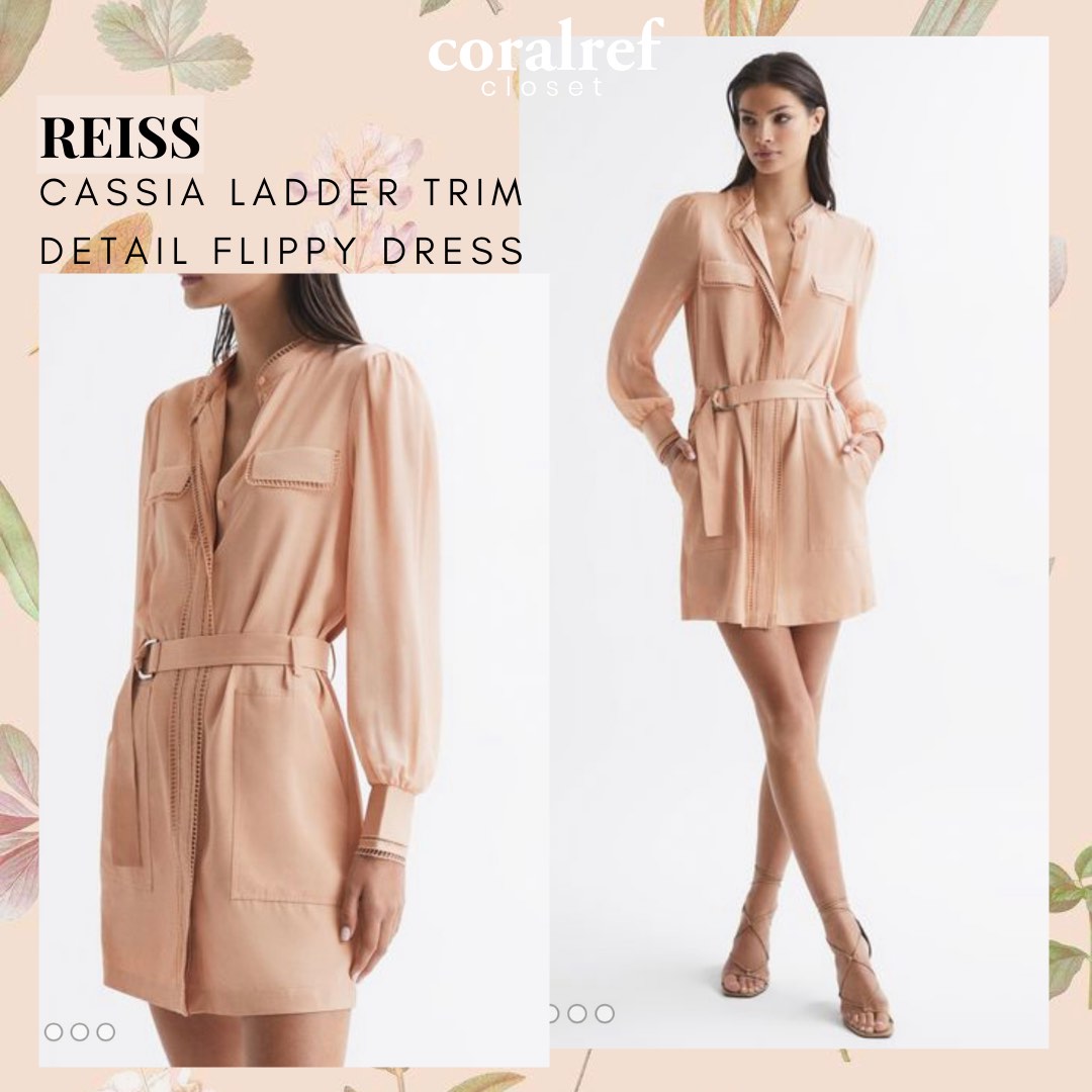 Reiss Cassia Ladder Trim Detail Flippy Mini Dress in Nude Beige, Women ...