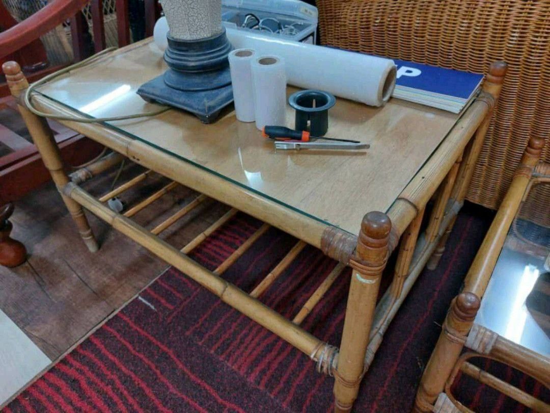 Set meja kopi rotan besar, Furniture & Home Living, Furniture, Other ...