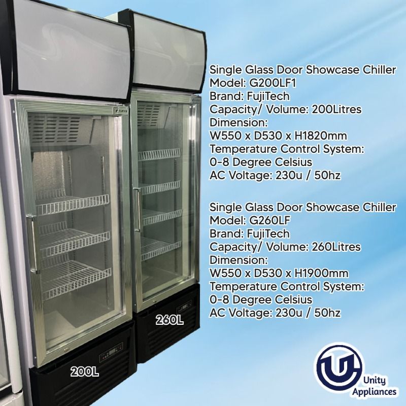 Single Door Display Fridge Showcase Chiller 200L/260L, TV & Home ...
