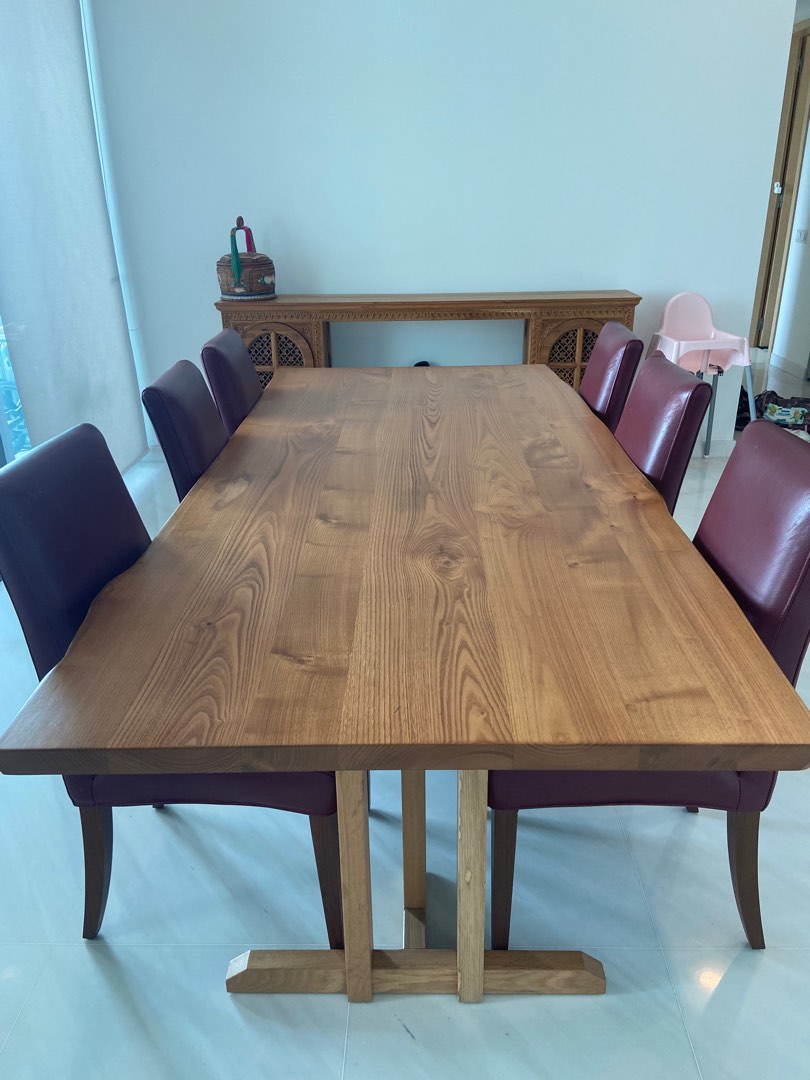 Solid Chestnut Wood Dining Table Set, Furniture & Home Living ...