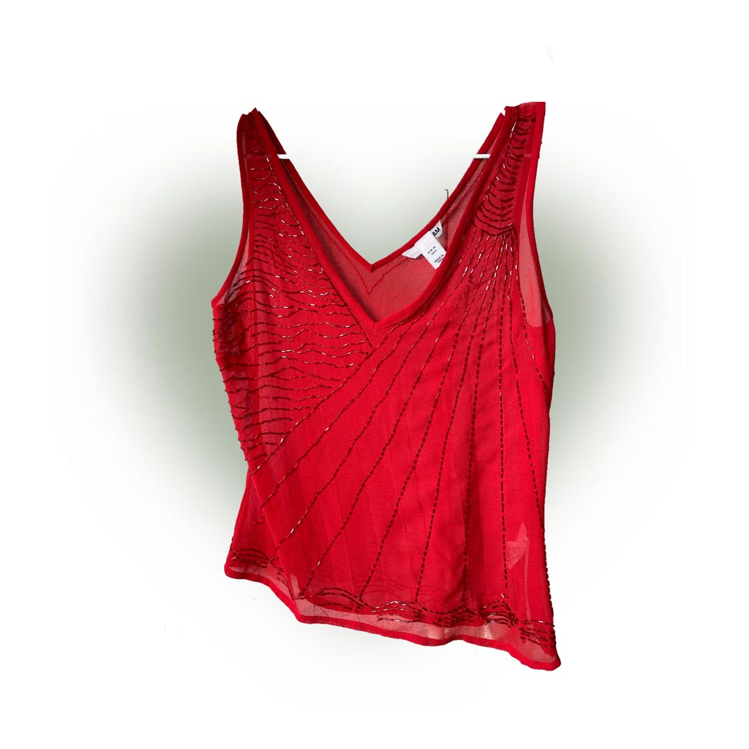 sparkle red top, Women's Fashion, Tops, Sleeveless on Carousell