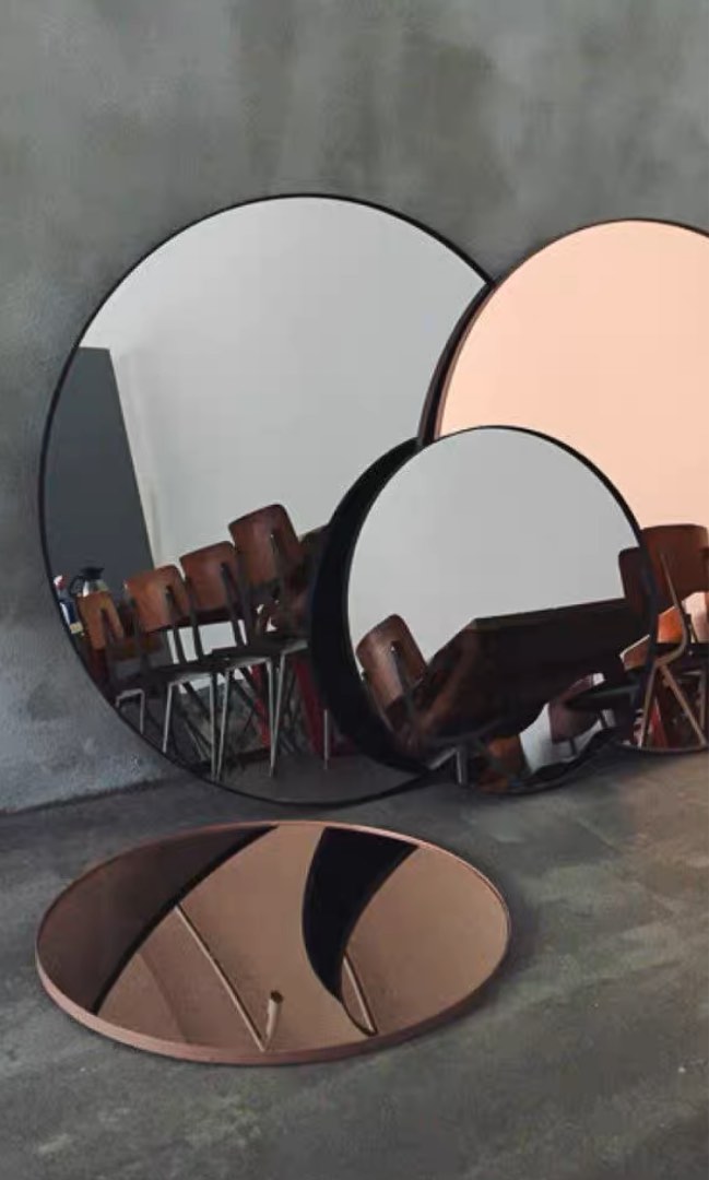 Stylish Round Mirror Grey Tinted 70cm, Furniture & Home Living, Home ...