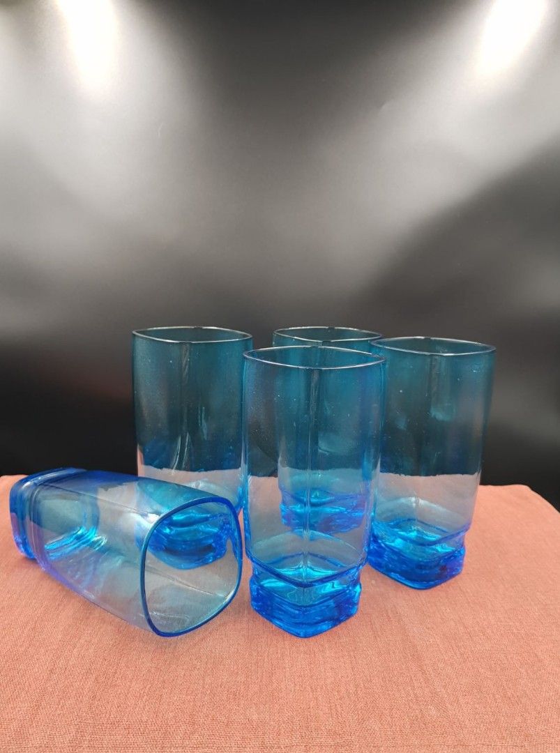 Tall Blue Drinking Glasses on Carousell