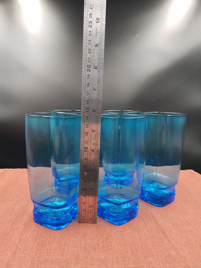 Tall Blue Drinking Glasses on Carousell