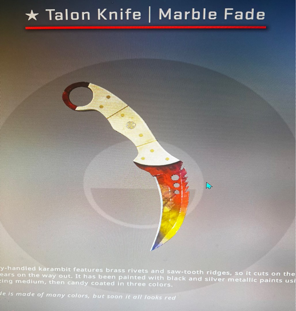 CSGO Talon Knife Marble Fade (MW), Video Gaming, Gaming Accessories, In ...