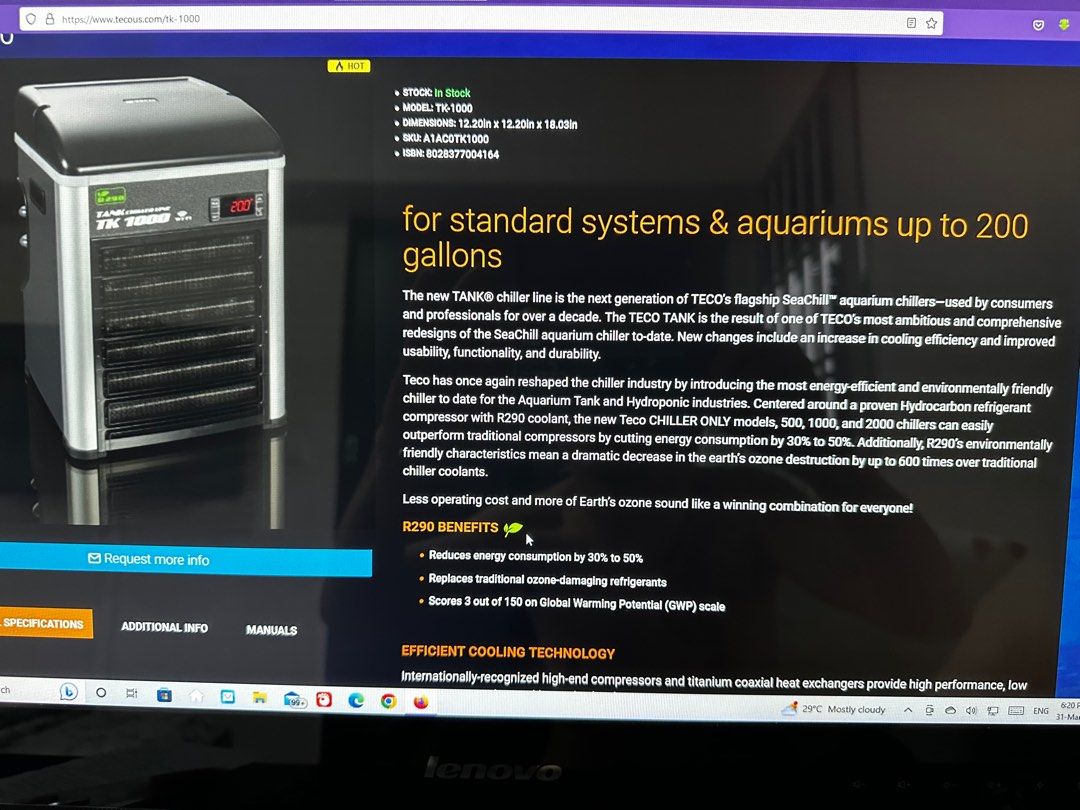 Teco Chiller R290 TK 1000, Pet Supplies, Homes & Other Pet Accessories ...