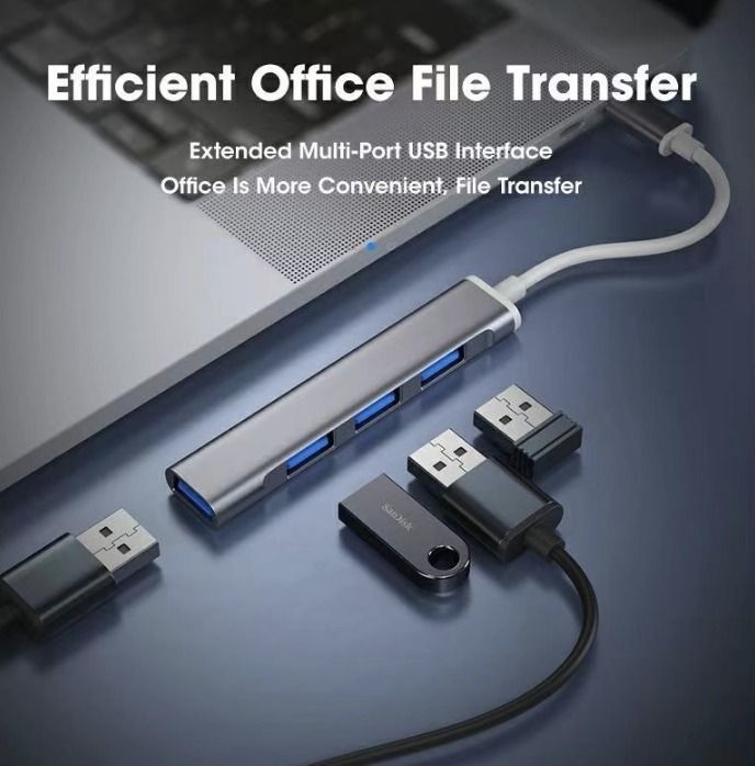 USB Power Interface Convert line, 3.0 Type C 4USB Hub Expander Portable ...