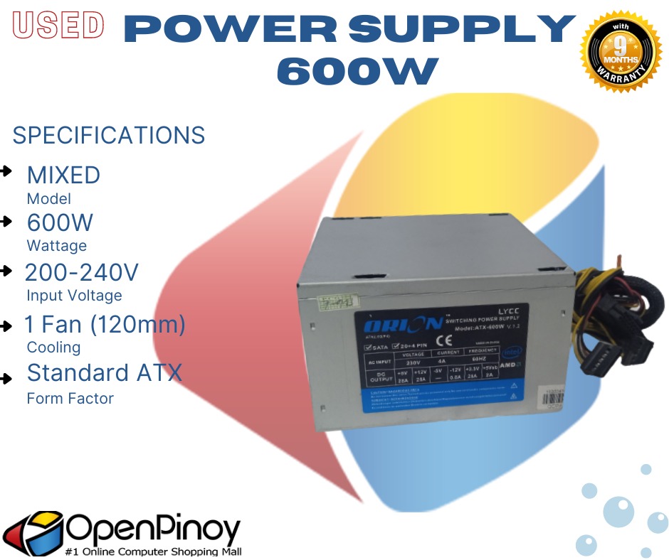 Used Generic 600W Power Supply (ATX), Computers & Tech, Parts ...
